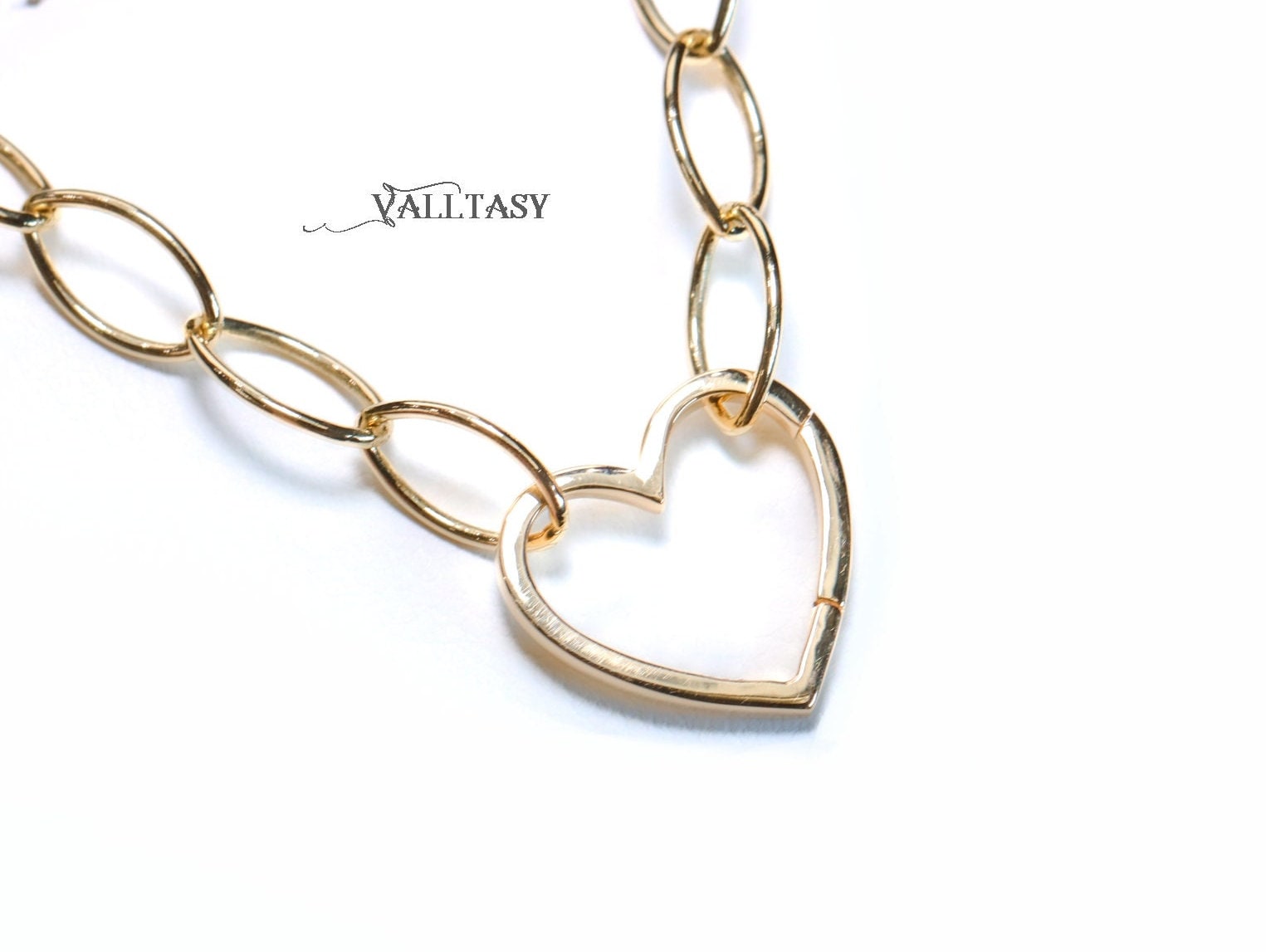 Solid Gold 14K Heart Connector - Valltasy